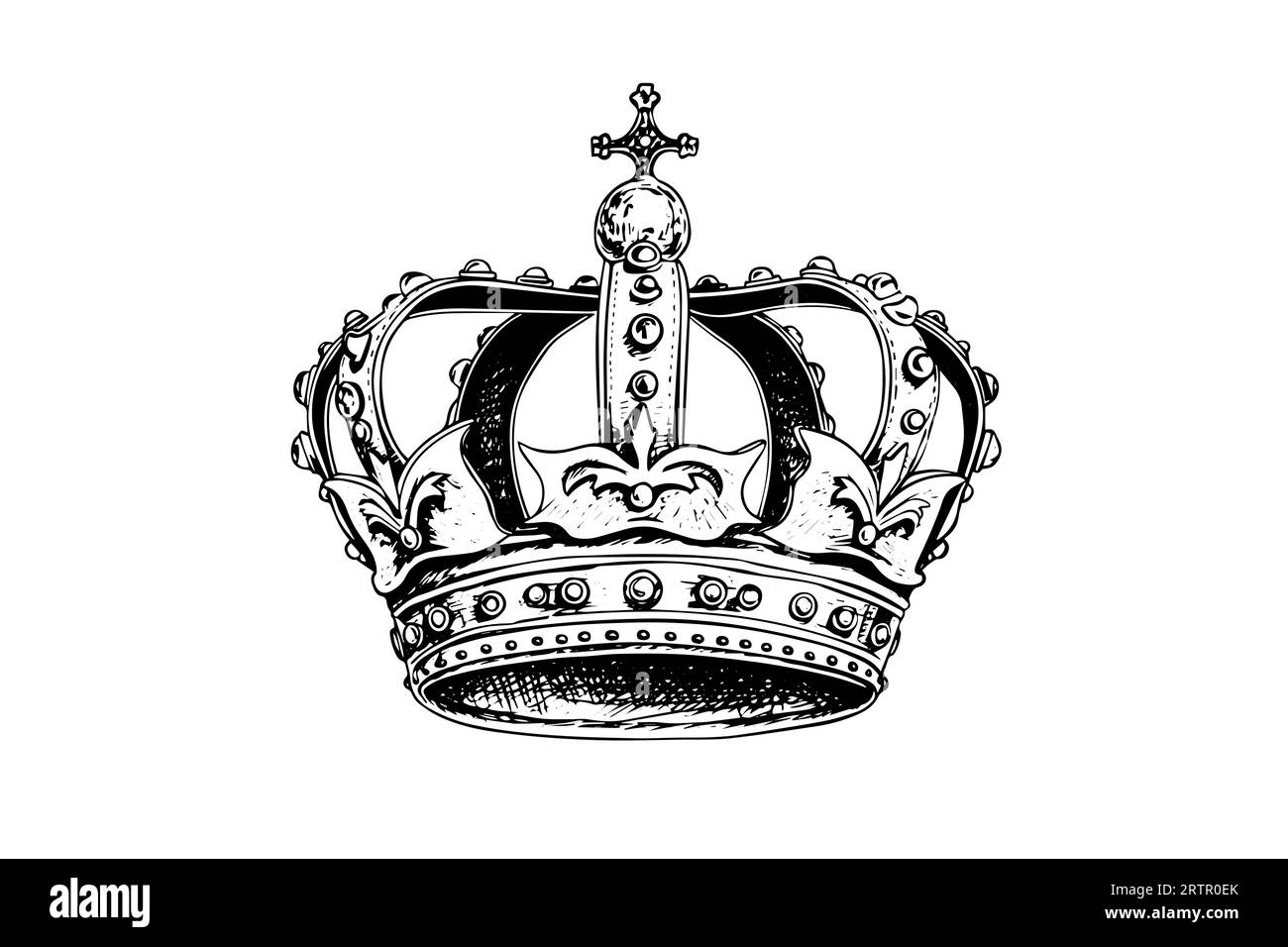 Hand drawn crown ink sketch. Engraving style vector illustration Stock ...