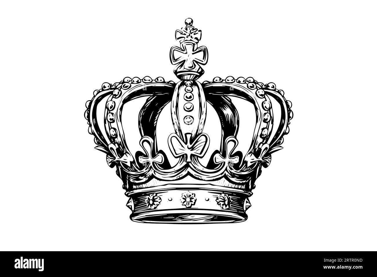 Hand drawn crown ink sketch. Engraving style vector illustration Stock ...