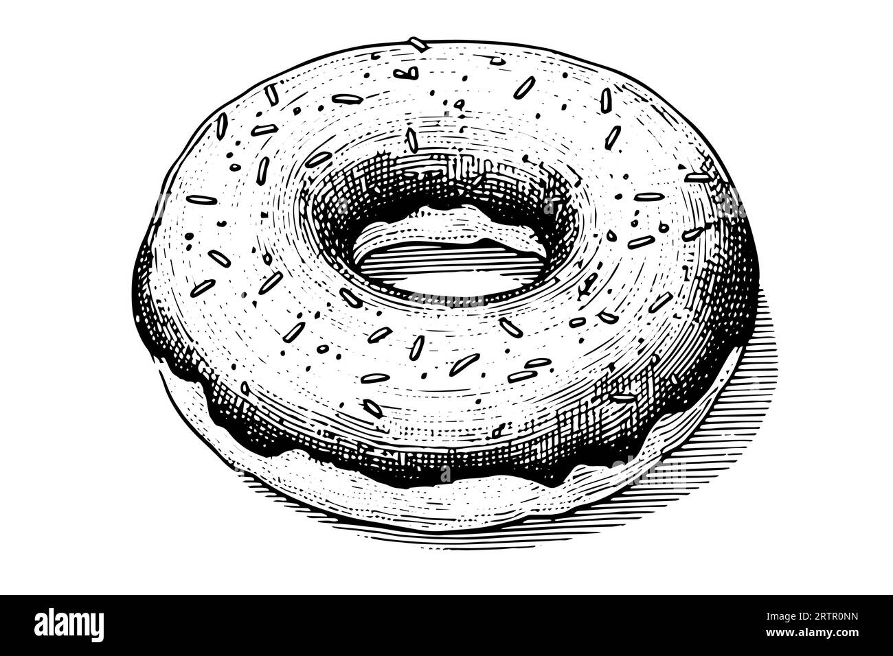 Tasty donut engraving style. Hand drawn ink sketch vector illustration ...