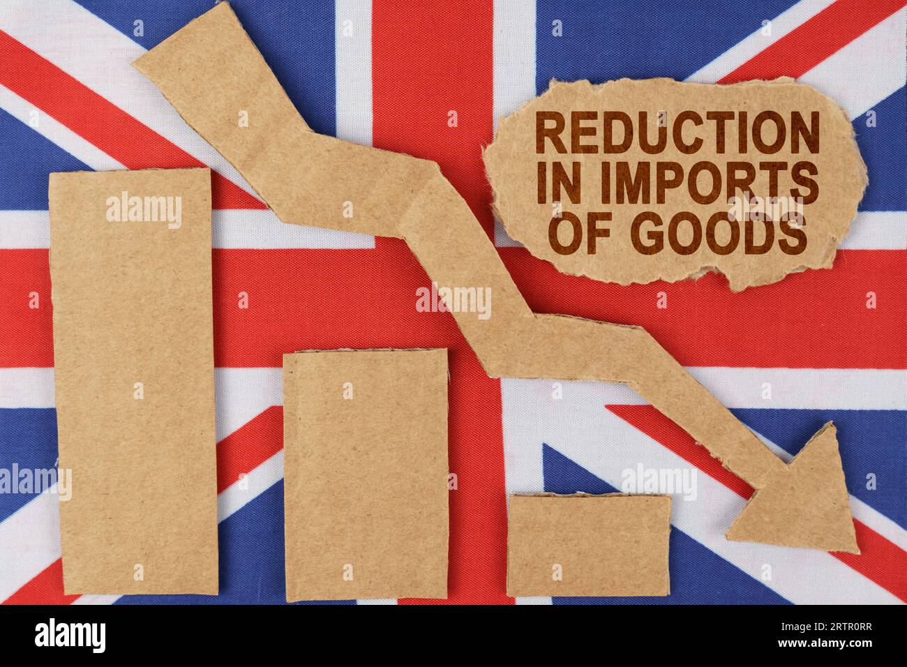 Economy and finance concept. On the flag of Great Britain there is a ...