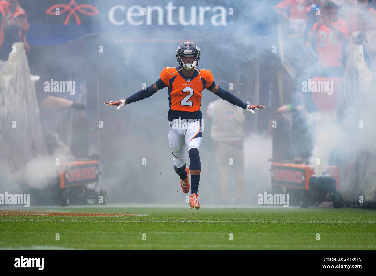 Denver Broncos cornerback Pat Surtain II (2) takes the field for player ...