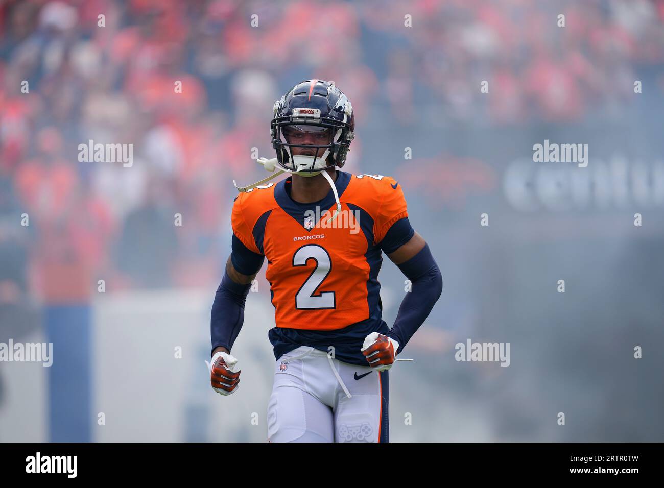 Denver Broncos cornerback Pat Surtain II (2) takes the field for player ...