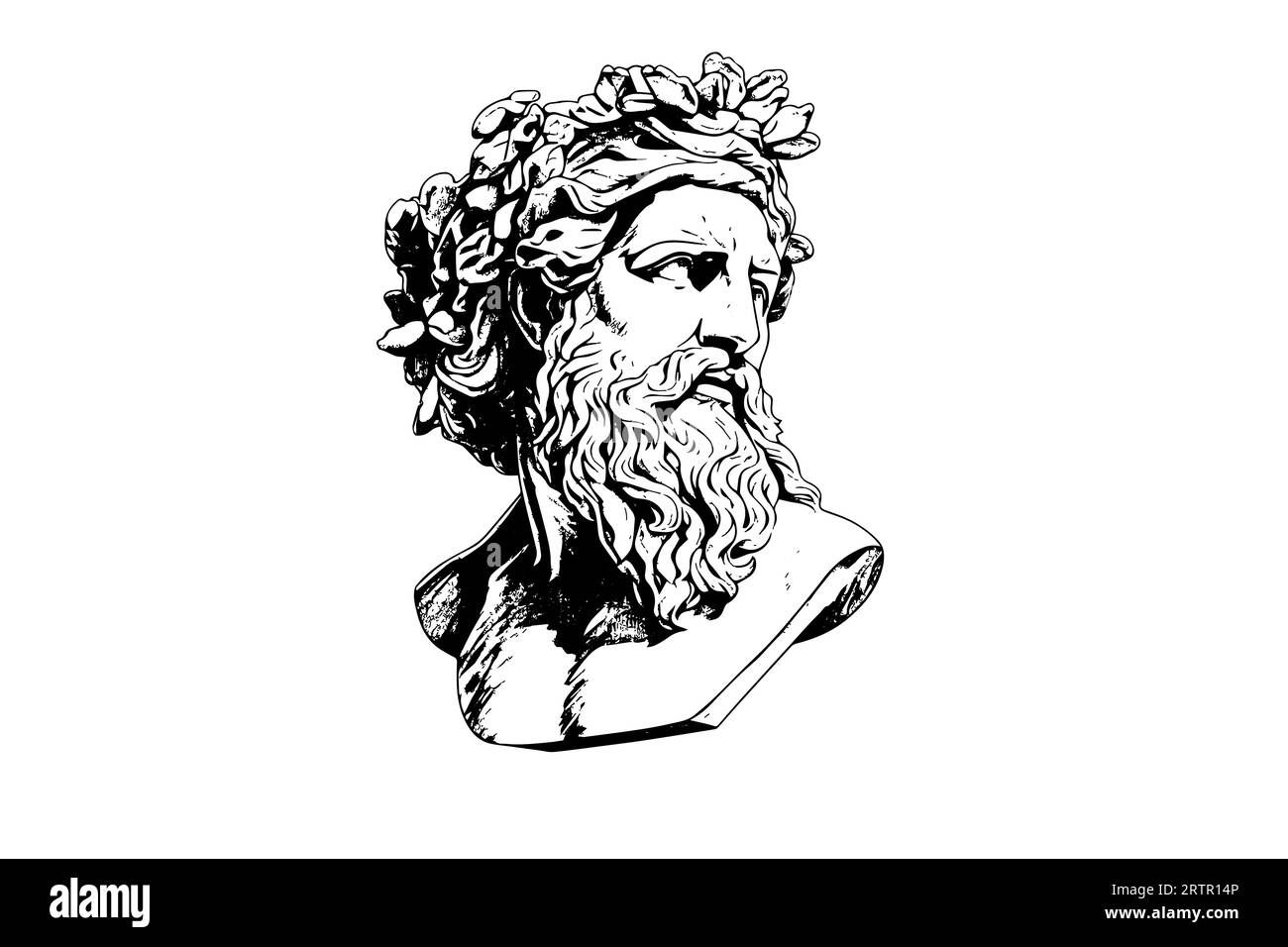 Antique statue head of greek sculpture sketch engraving style vector ...