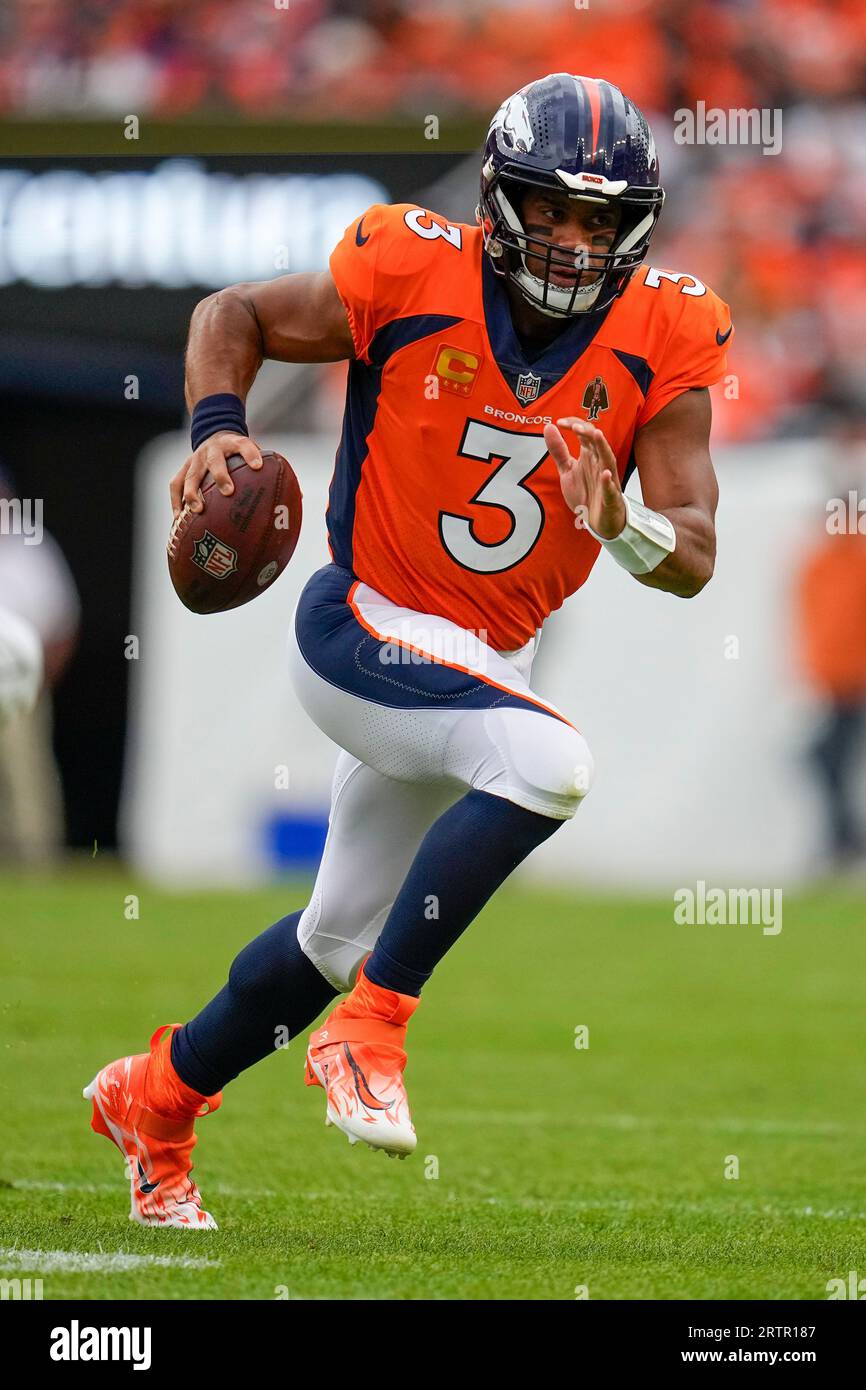 Denver Broncos quarterback Russell Wilson (3) runs against the Las ...