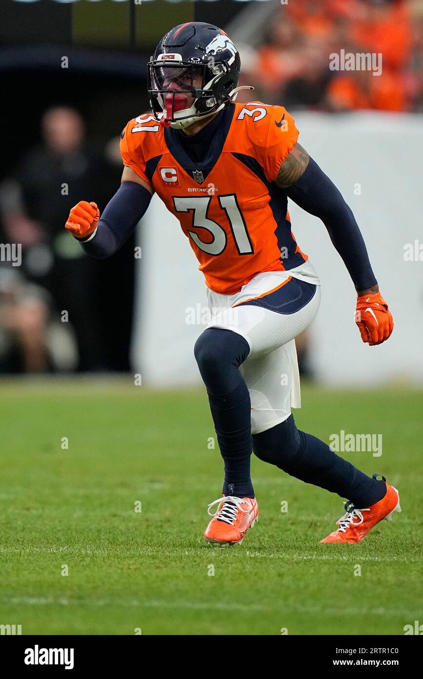 Denver Broncos safety Justin Simmons (31) plays against the Las Vegas ...