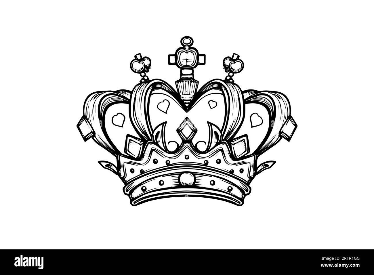 Hand drawn crown ink sketch. Vintage engraved vector illustration Stock ...