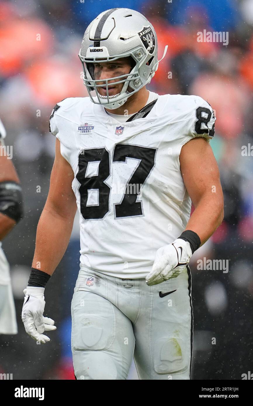 Las Vegas Raiders tight end Michael Mayer (87) looks on against the ...