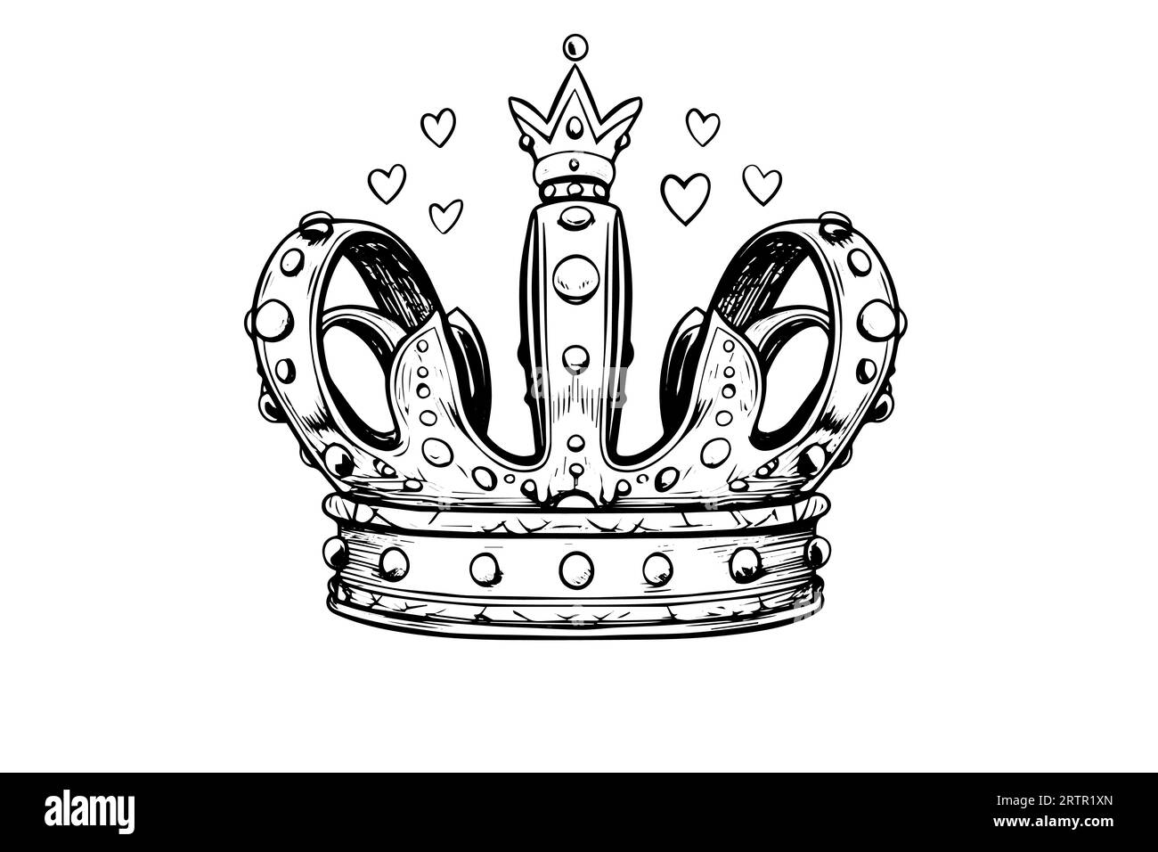 Hand drawn crown ink sketch. Vintage engraved vector illustration Stock ...