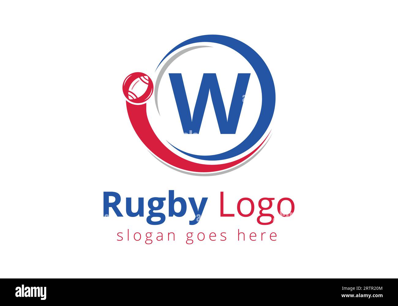 Initial W monogram alphabet with Rugby, Football Logo Combine With ...