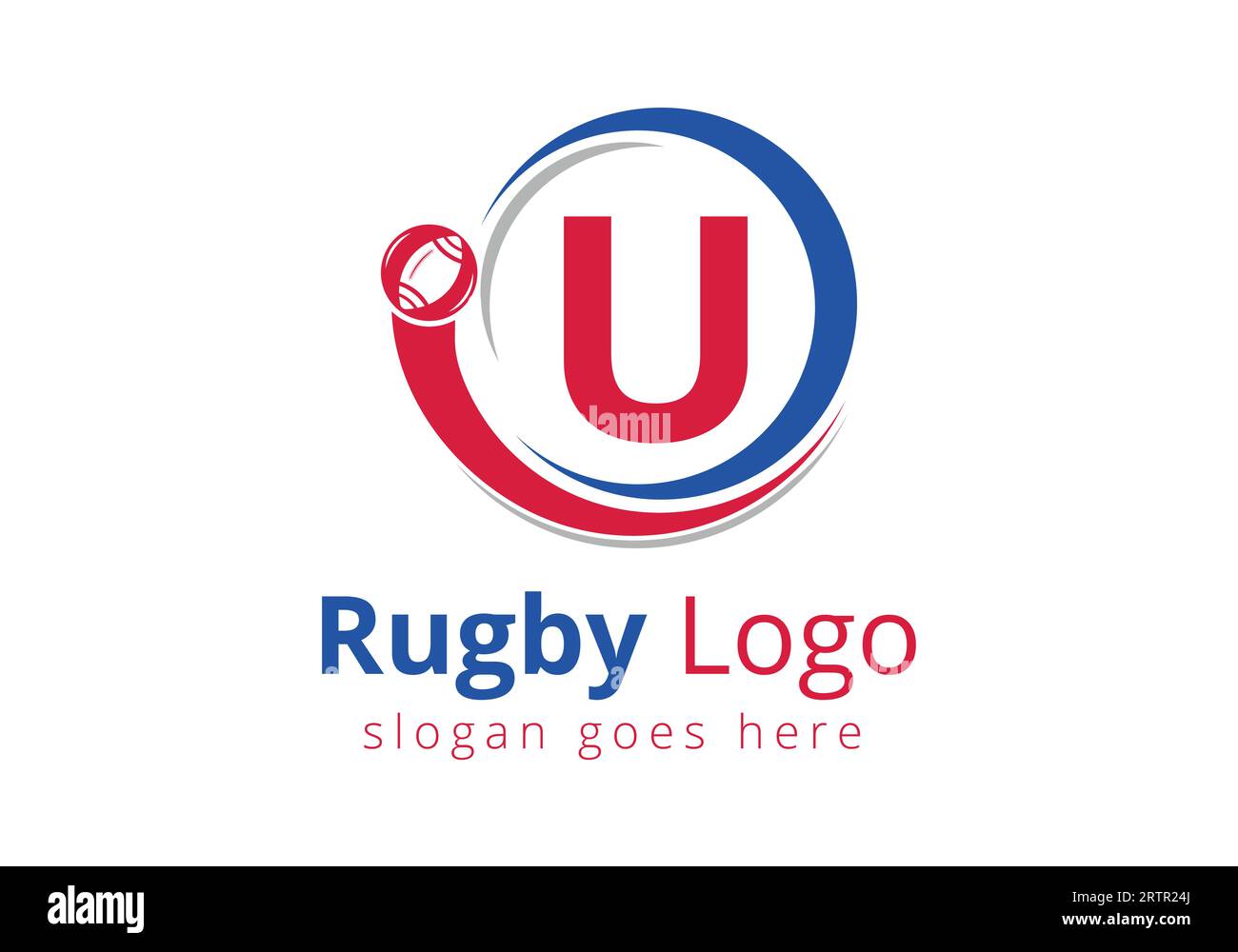 Initial U monogram alphabet with Rugby, Football Logo Combine With ...