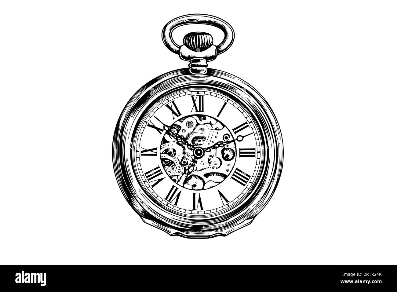 Antique pocket watch vintage engraved hand drawn vector illustration ...