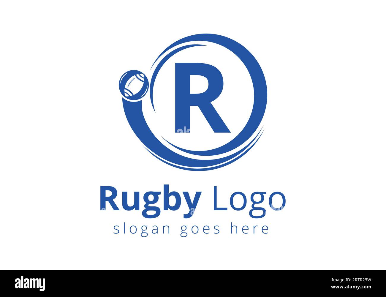 Initial R monogram alphabet with Rugby, Football Logo Combine With ...