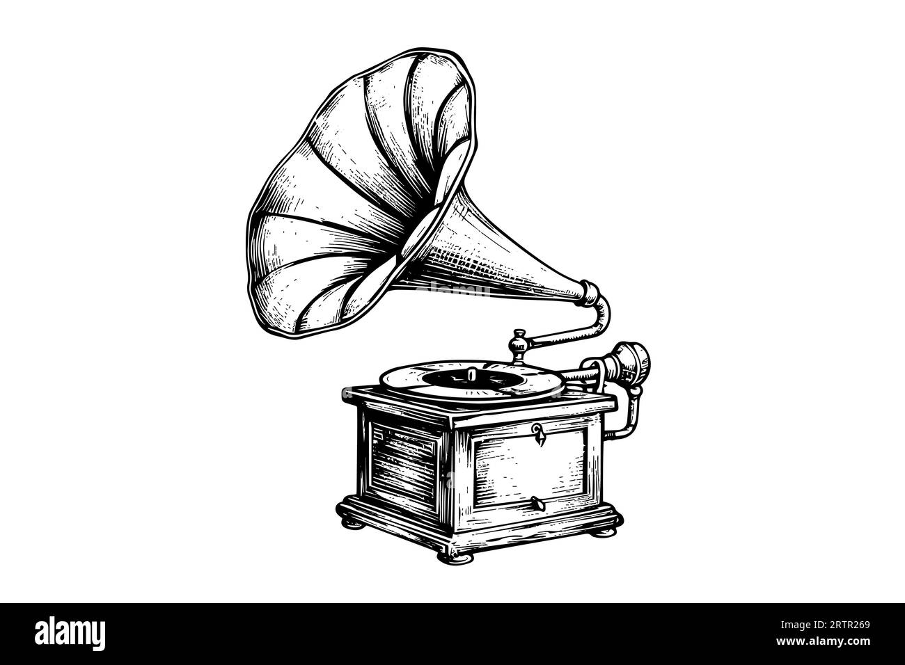 Black And White Gramophone Drawing