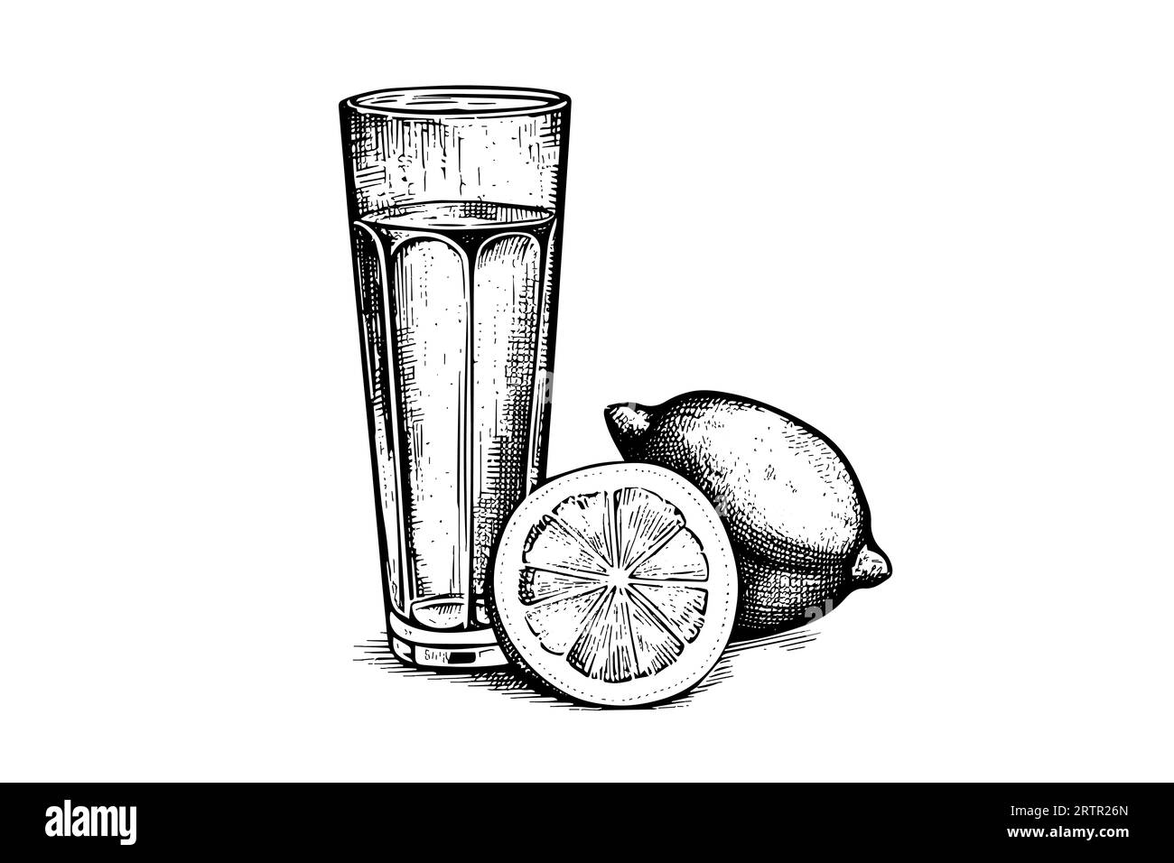 Drink lemonade with lemon hand drawn engraving style vector illustration Stock Vector Image ...
