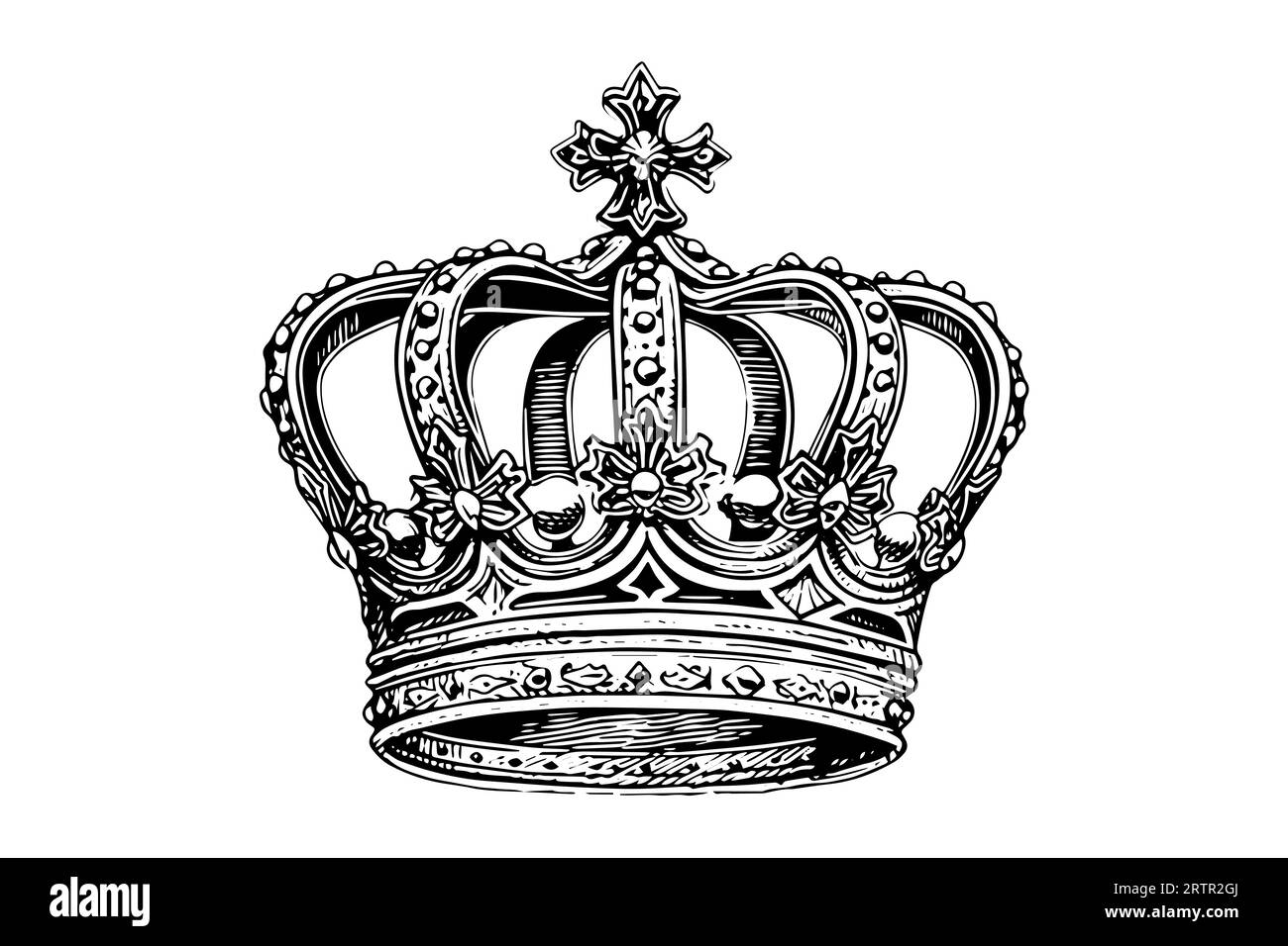 Hand drawn crown ink sketch. Engraving style vector illustration Stock ...