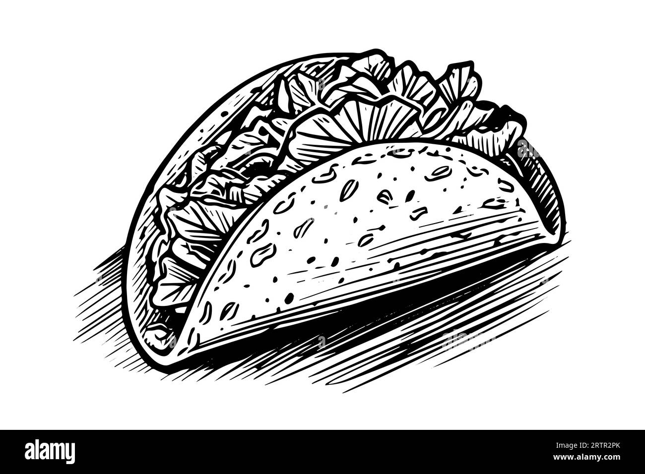 Hand drawn ink sketch of taco. Traditional mexican fast food ...