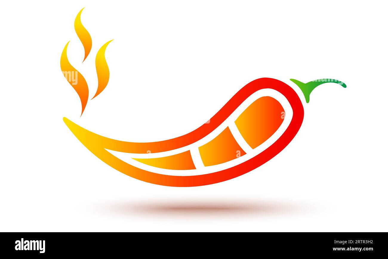 Vector illustration of chilli pepper with flame. Vector icon of red ...