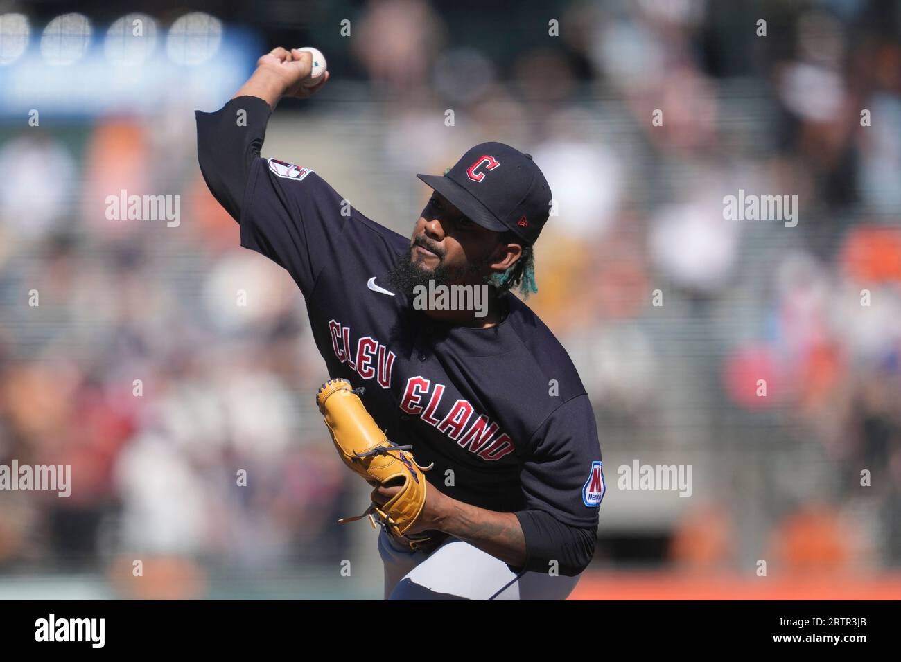 Cleveland Guardians pitcher Emmanuel Clase during a baseball game ...