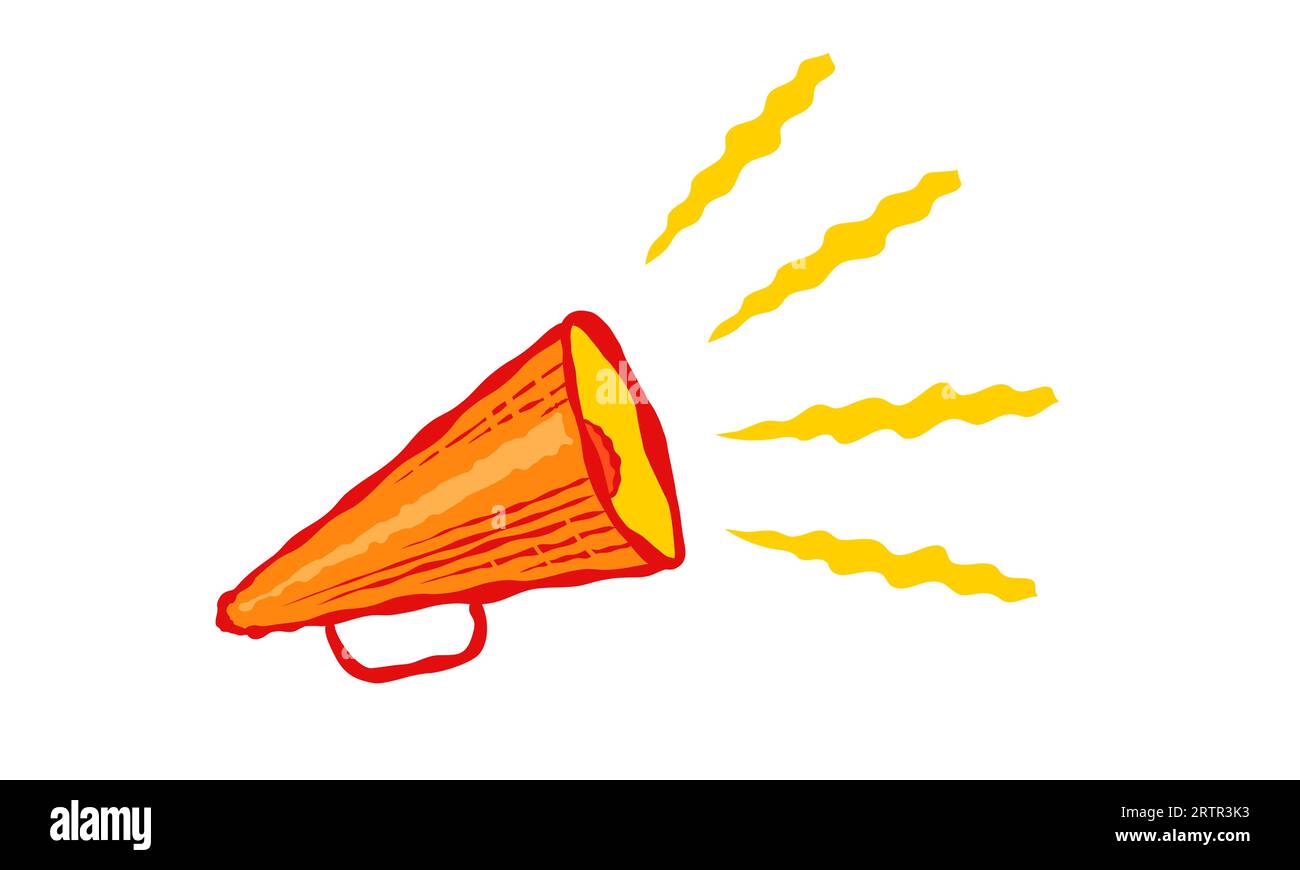 Vector vintage megaphone in hand drawing style. Vector illustration of retro loudspeaker on ...