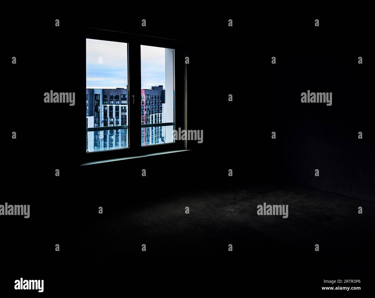 Window in dark room, apartment, house, inside empty flat Stock Photo ...
