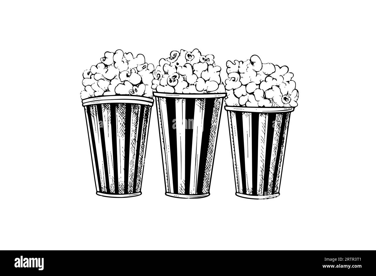 Set boxes of popcorn engraving ink vector illustration , line art Stock ...