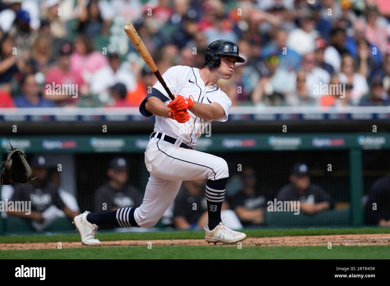 Detroit Tigers' Kerry Carpenter bats against the Cincinnati Reds in the ...