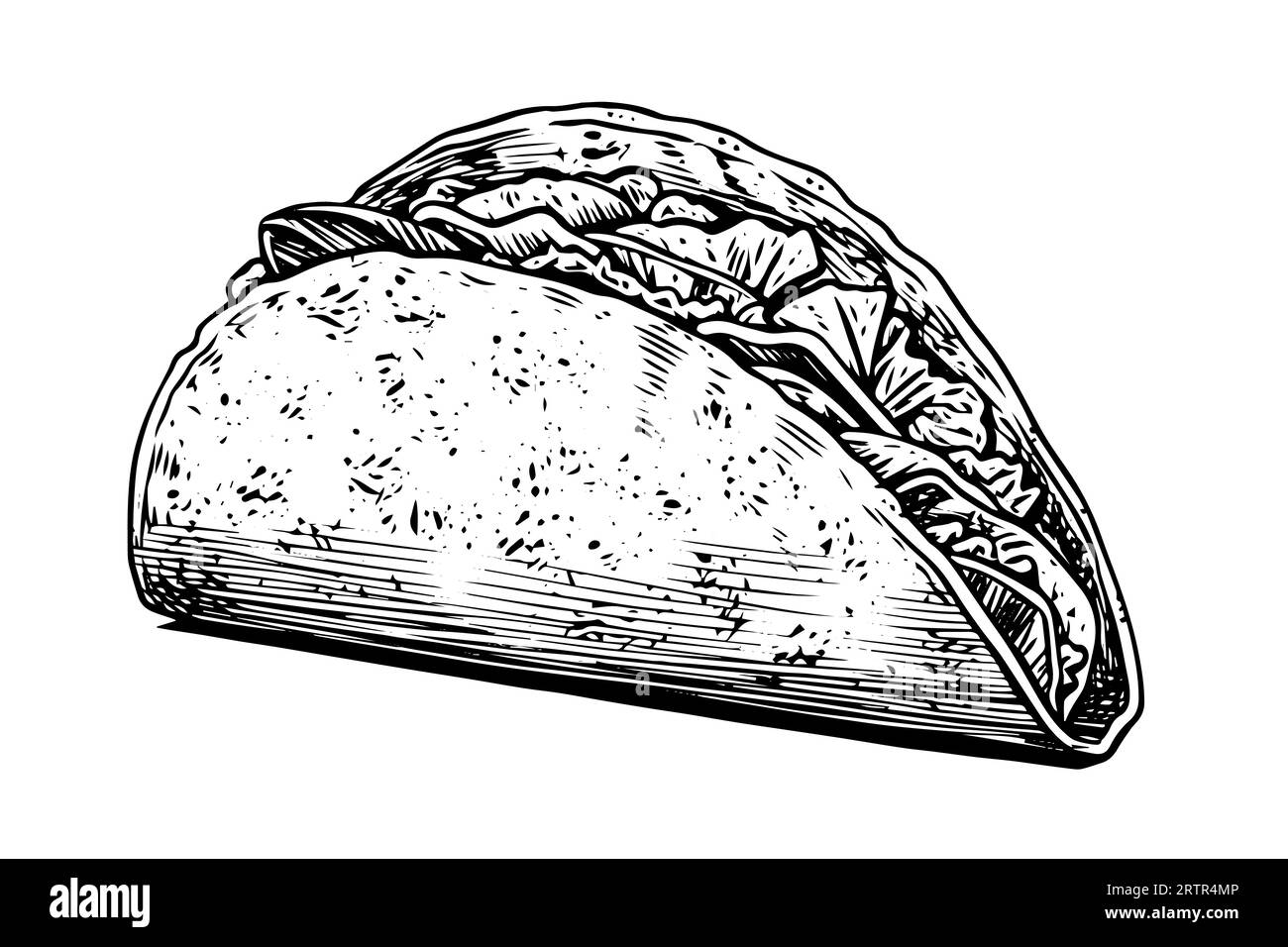 Hand drawn ink sketch of taco. Traditional mexican fast food ...