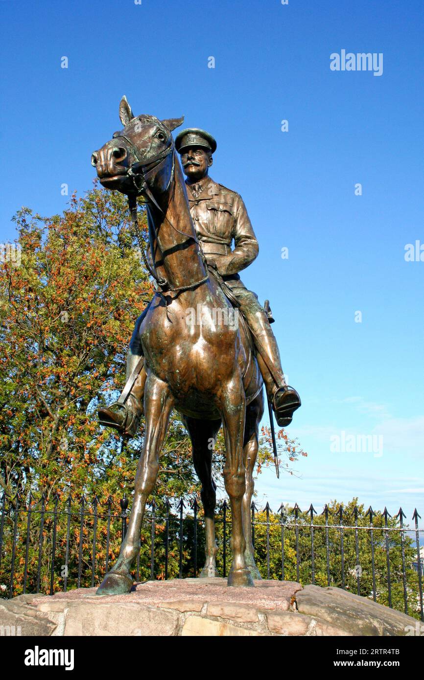 Statue of Earl Haig in Edinburgh, Scotland. The statue was cast by ...