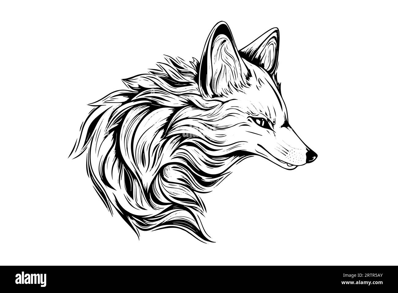 Fox logotype mascot hand drawn ink sketch. Vector illustration in ...
