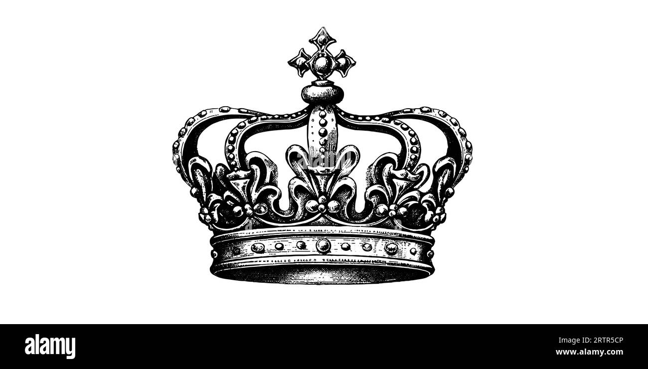 Vector hand drawn crown. Vintage engraved sketch illustration Stock ...