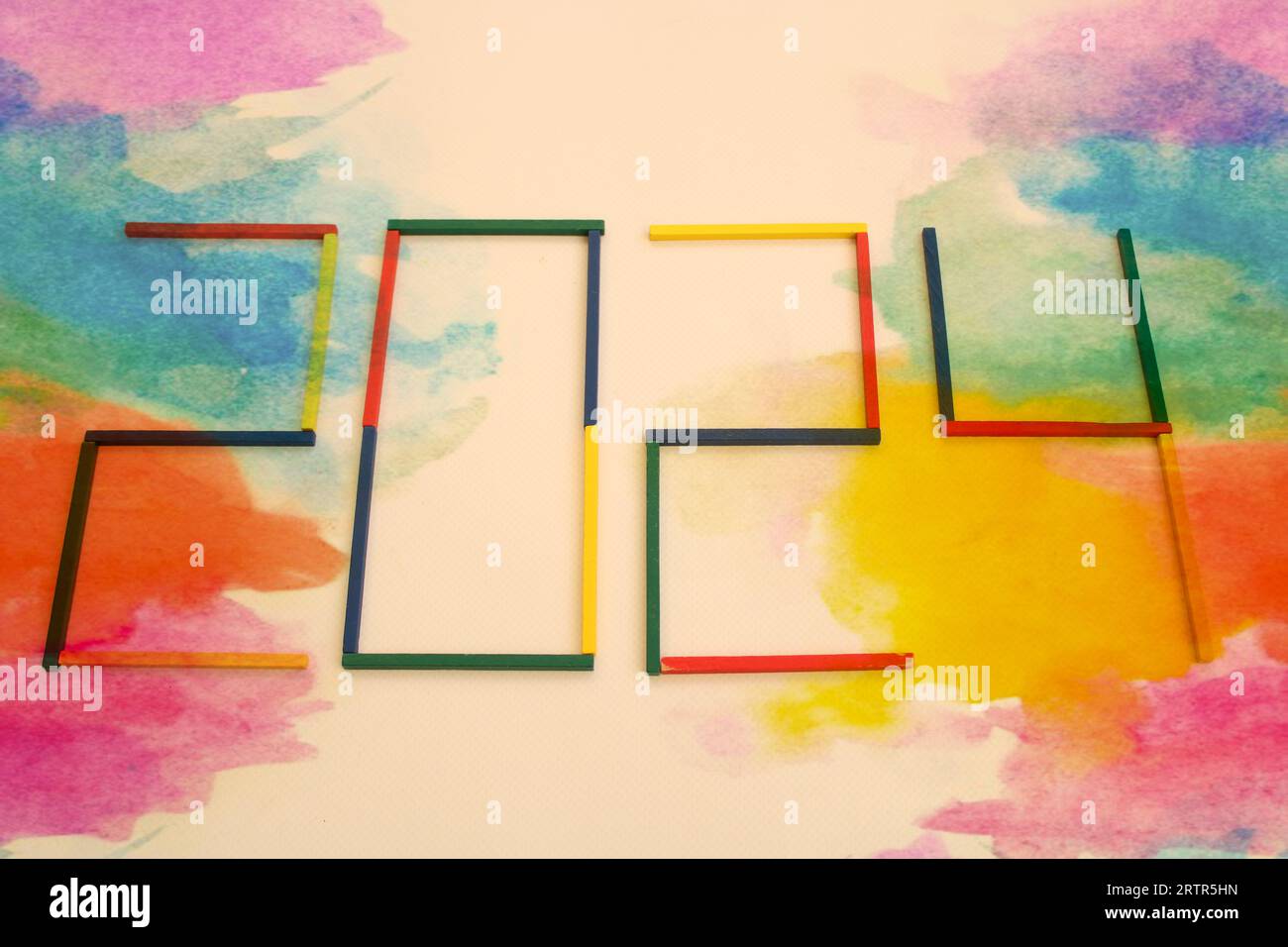 Happy New Year 2024 Idea. Transition from 2023 to new year 2024 concept ...