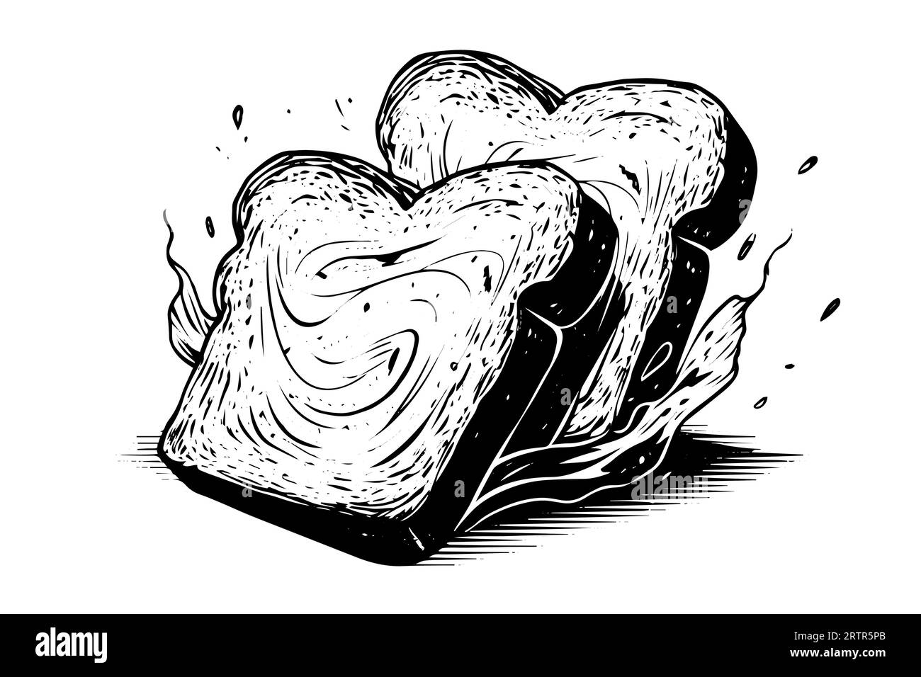 Toast slices sketch. Bread engraving in hand drawn style vector ...