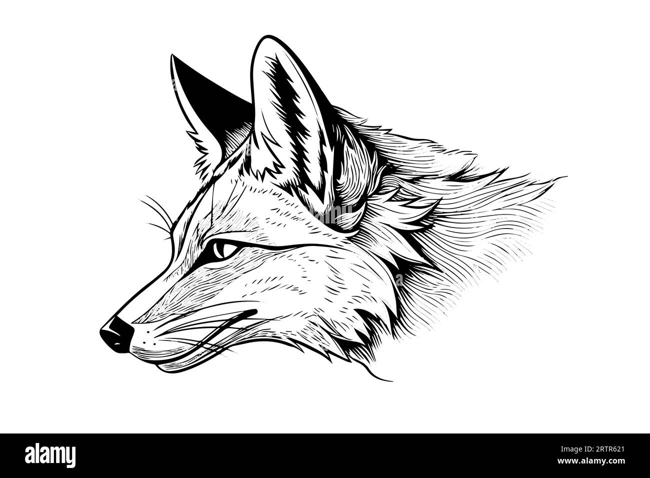 Fox logotype mascot hand drawn ink sketch. Vector illustration in ...