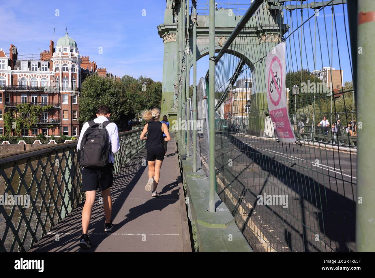 Hammersmith Bridge, built in 1887, one of the world's oldest suspension ...