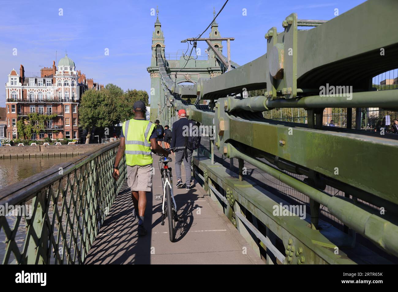 Hammersmith Bridge, built in 1887, one of the world's oldest suspension ...