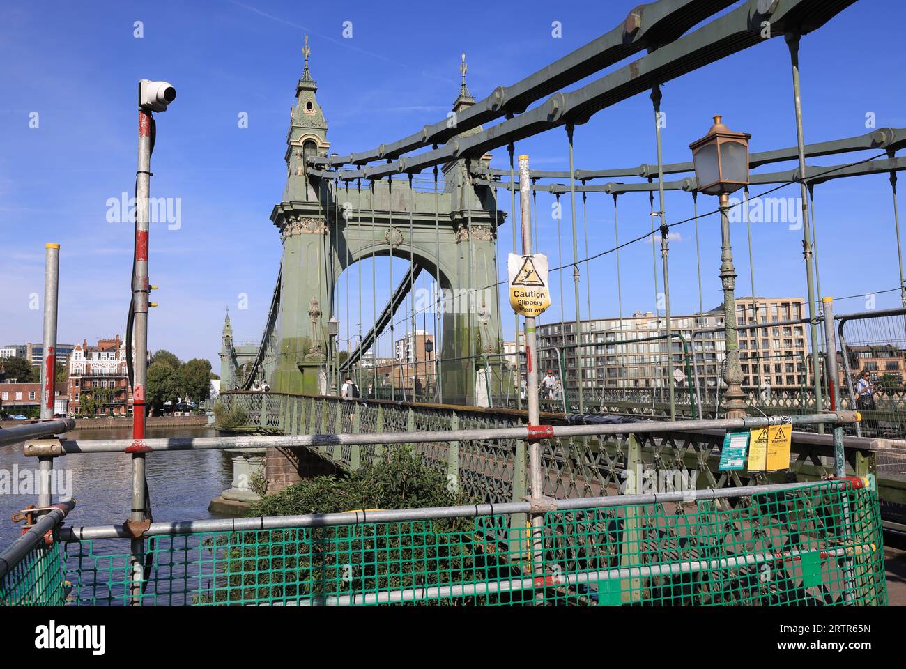 Hammersmith Bridge, built in 1887, one of the world's oldest suspension ...