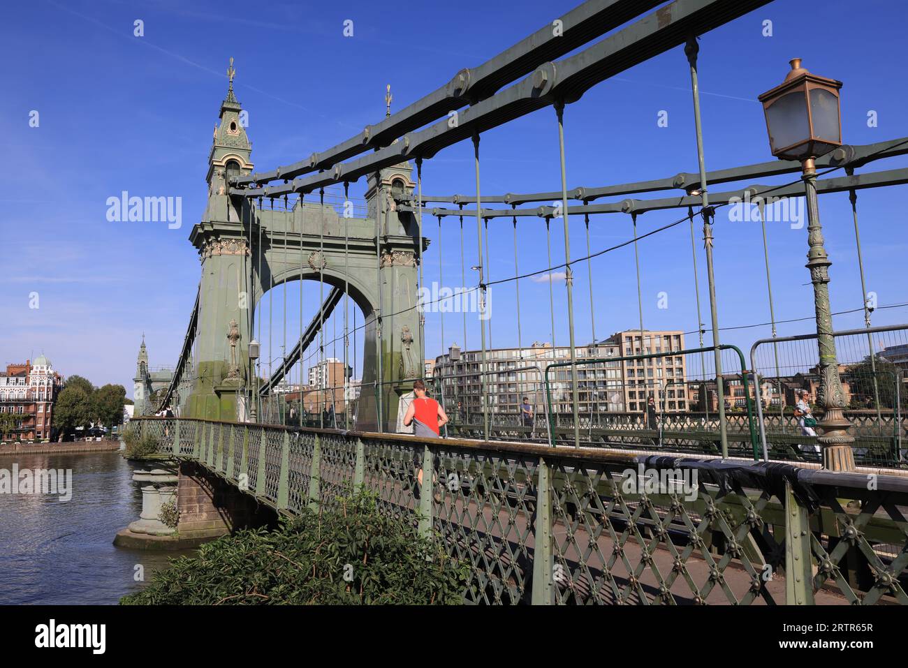 Hammersmith Bridge, built in 1887, one of the world's oldest suspension ...