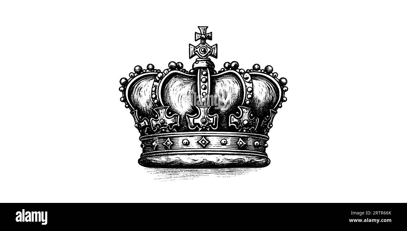 Vector hand drawn crown. Vintage engraved sketch illustration Stock ...
