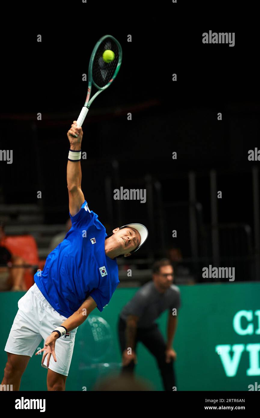 Soonwoo Kwon of Korea Republic in action during the DAVIS CUP at The ...