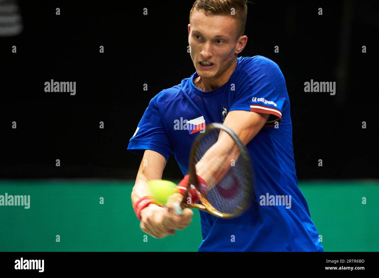 Jiri Lehecka of Czech Republic in action during the DAVIS CUP at The ...