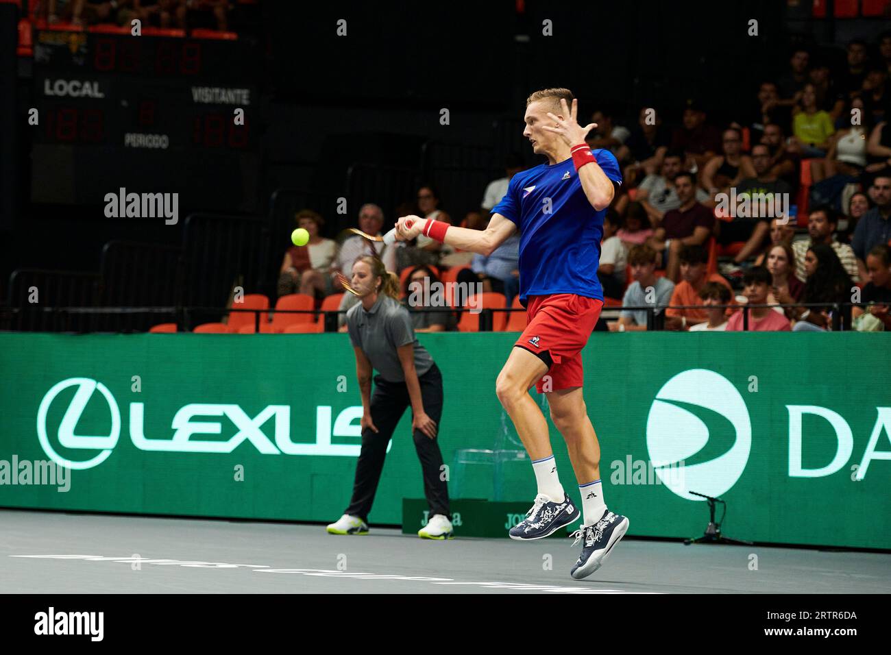 Jiri Lehecka of Czech Republic in action during the DAVIS CUP at The ...