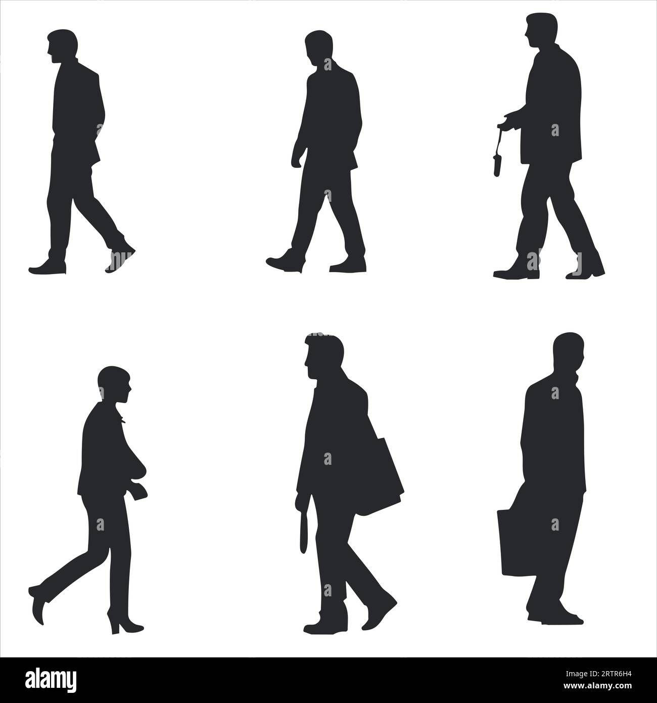 Simple flat vector of silhouettes of walking people Stock Vector Image ...