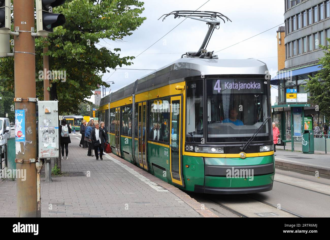 Helsinki, Finland - September 5, 2023: Articulated modern tram on route ...