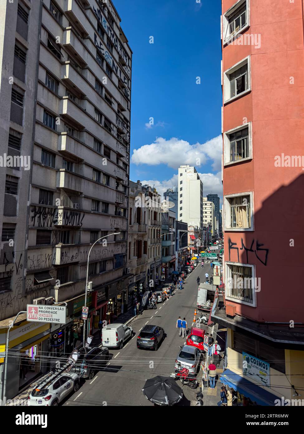Shopping street. Santa Ifigenia street. City of Sao Paulo, Brazil Stock ...