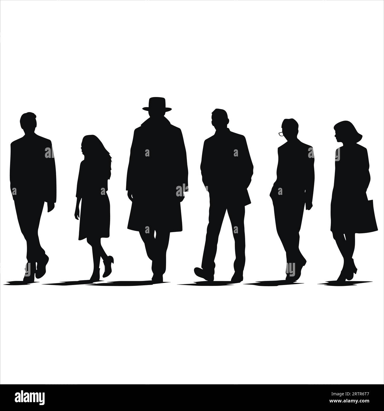 Simple flat vector of silhouettes of walking people Stock Vector Image ...