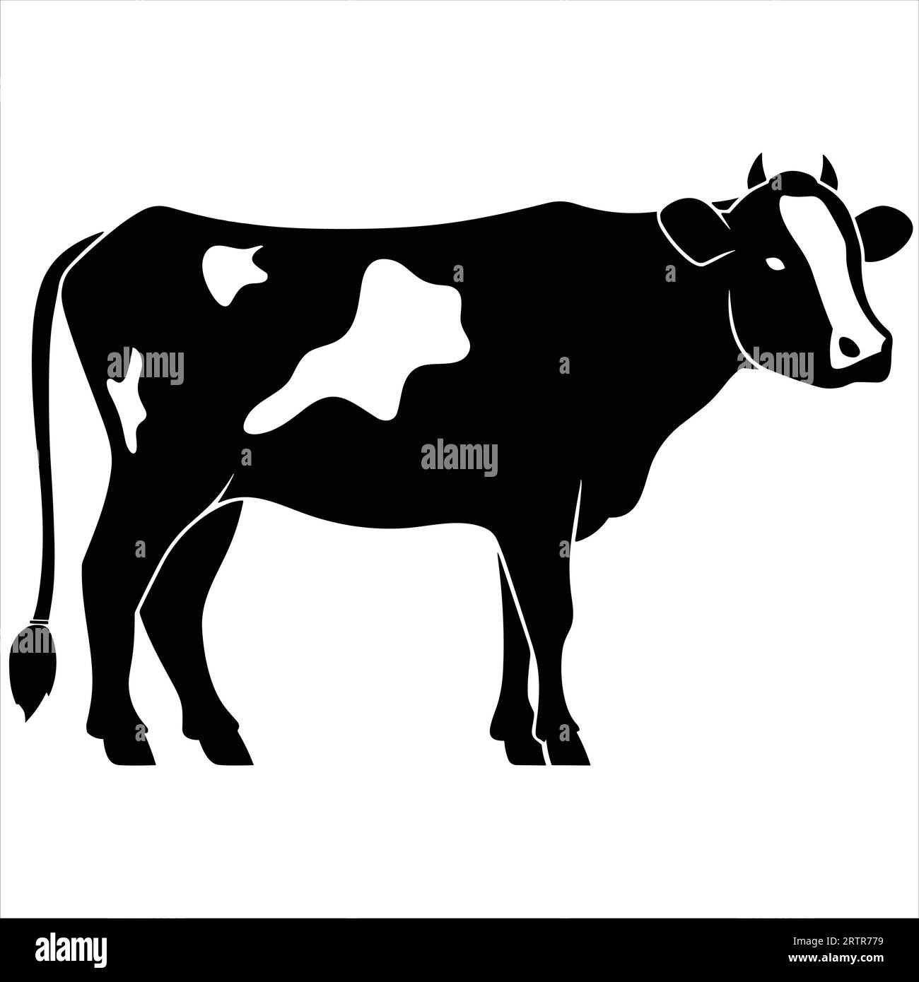 Simple vector cow hand drawn animal silhouette Stock Vector Image & Art ...