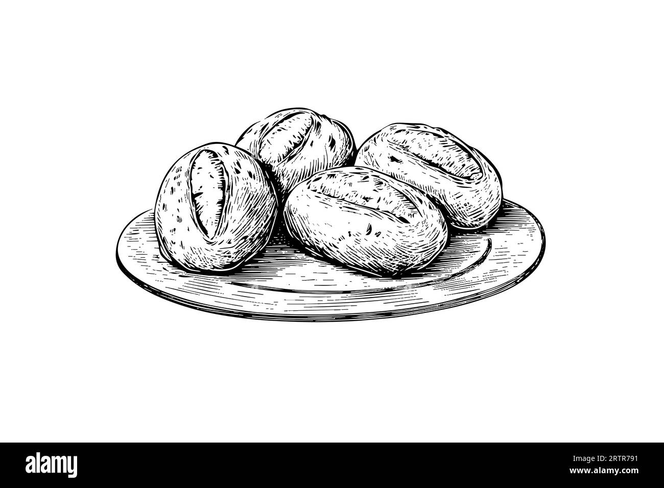 Loaf of bread. Vector hand drawn vintage engraving style vector ...