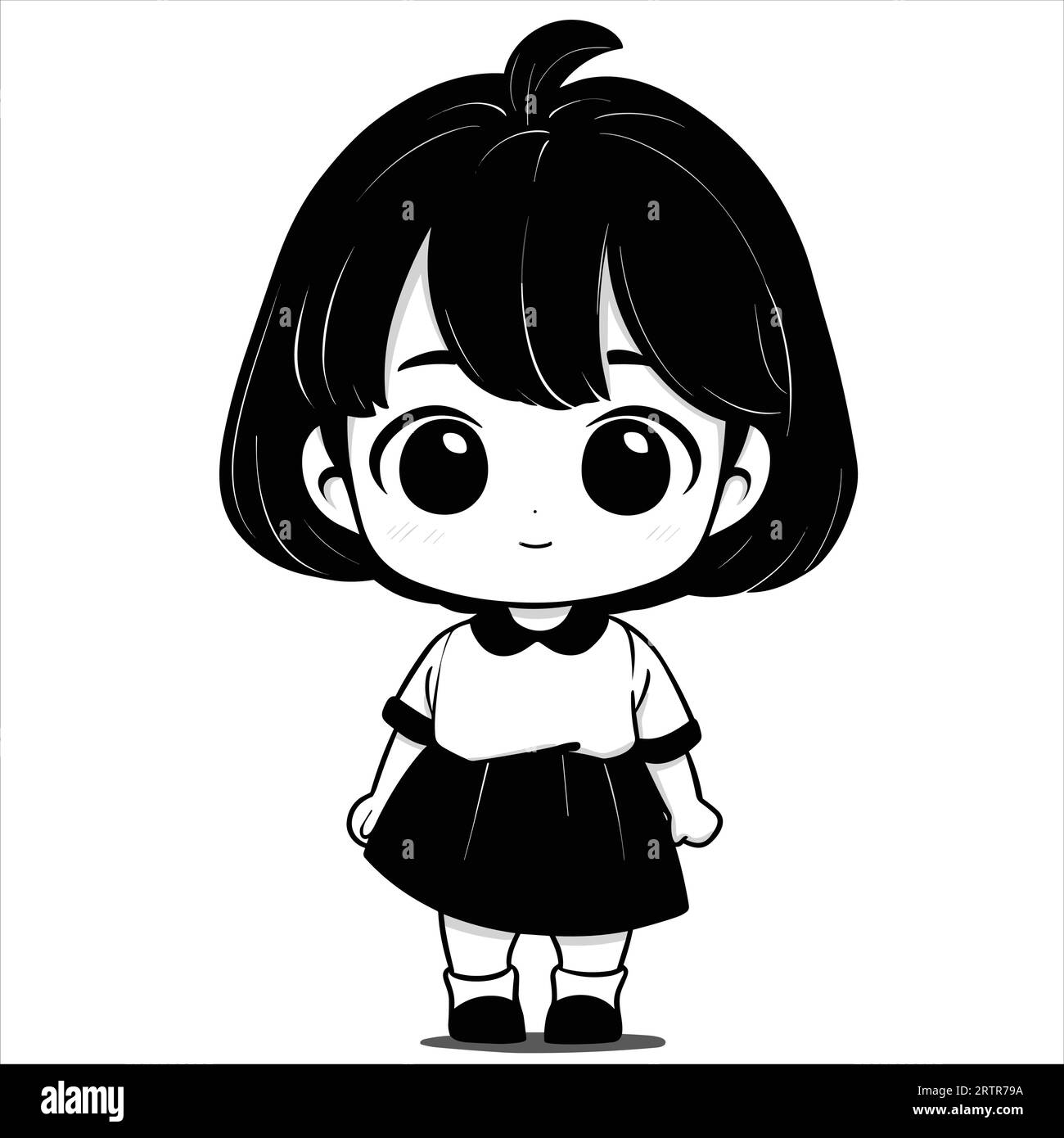 Simple female vector cute chibi fashionable flat vector Stock Vector ...