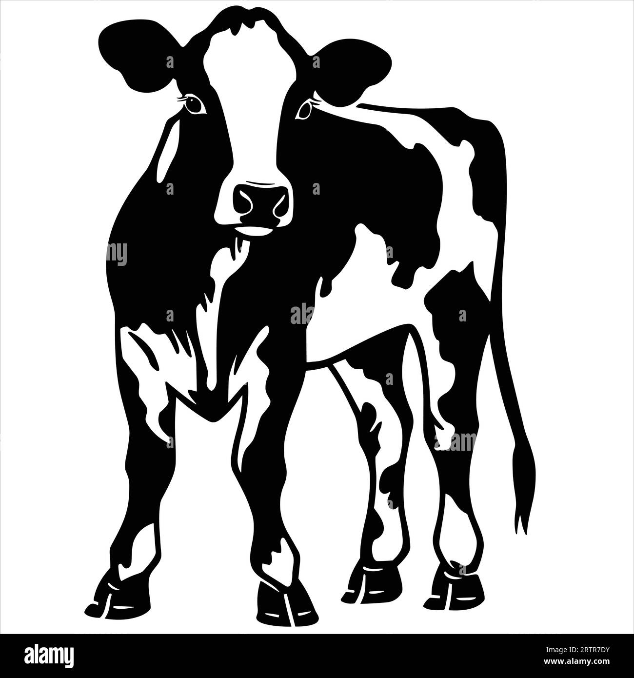 Simple vector cow hand drawn animal silhouette Stock Vector Image & Art ...