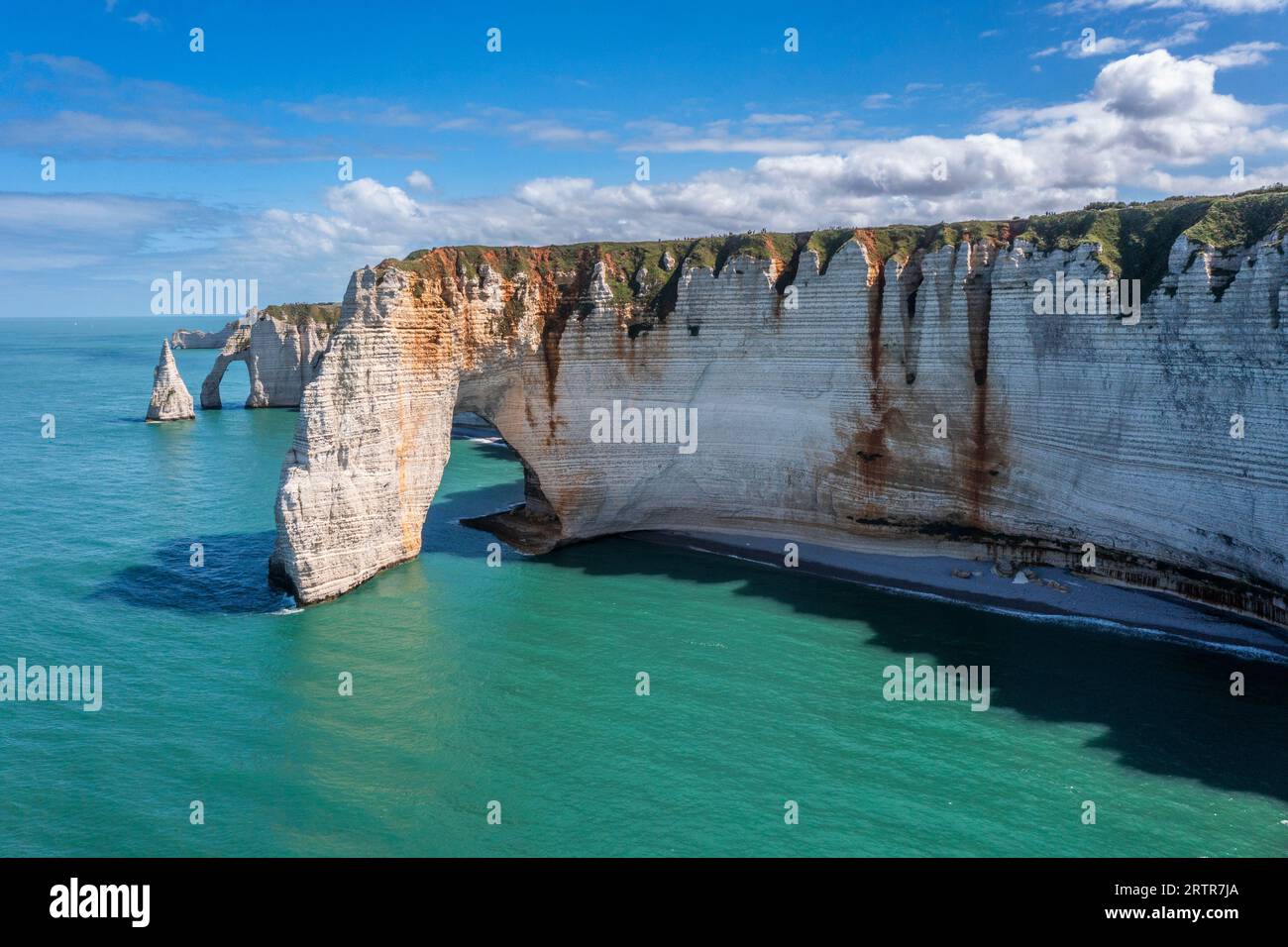 Beautiful seaside landscape of cliffs on the Normandy coast in France ...